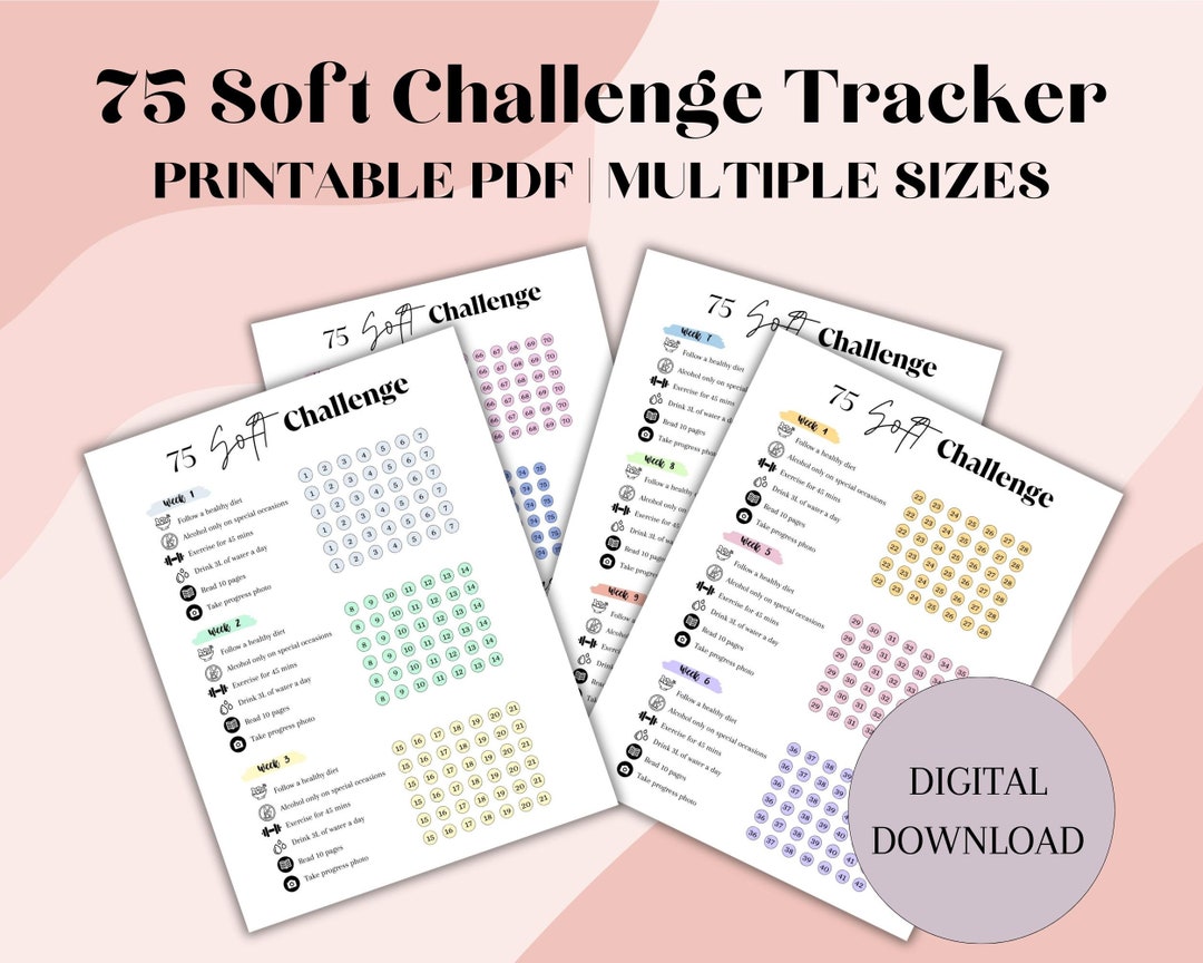 75 Soft Challenge Tracker, Fitness Journal, Health and Fitness Tracker ...