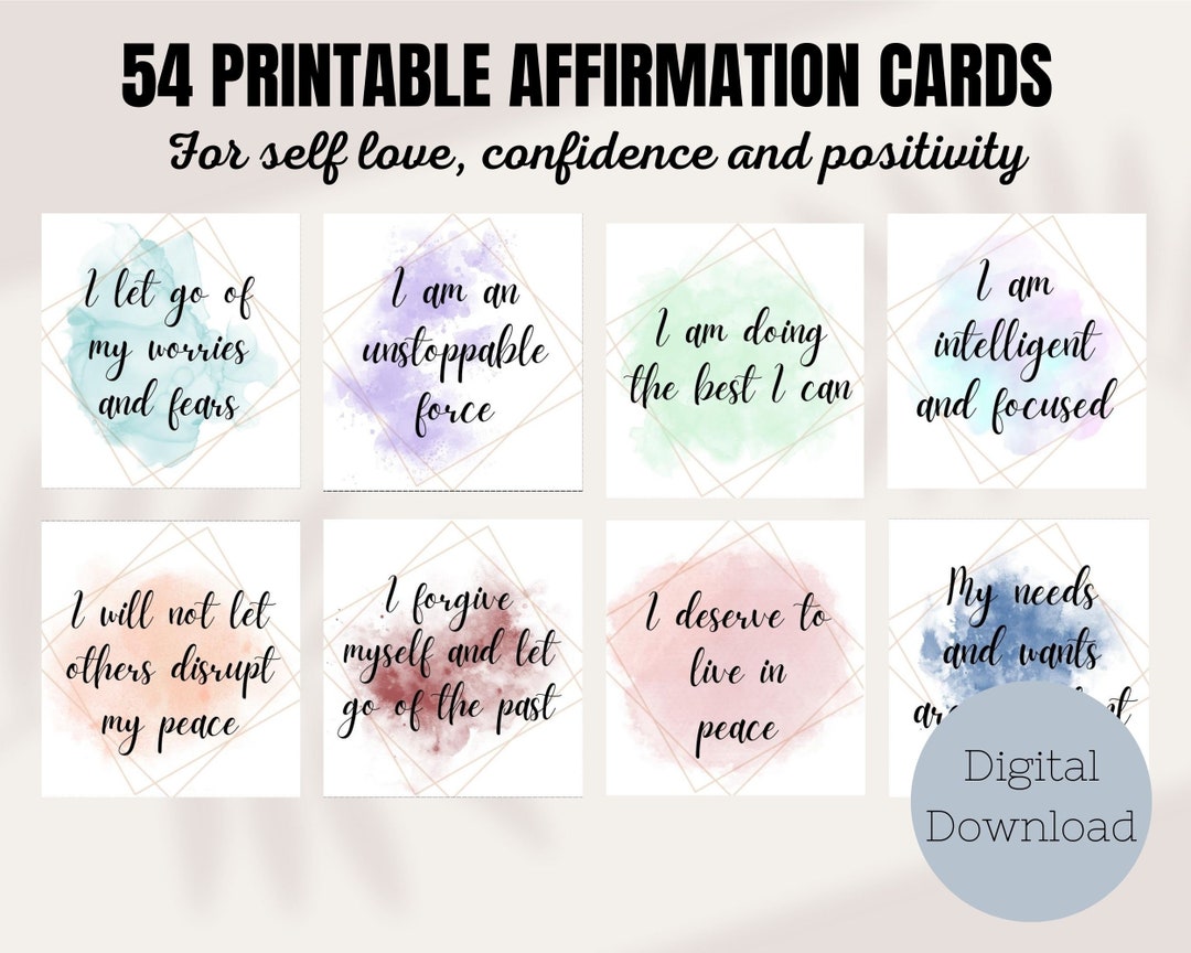 Positive Affirmation Card Deck, Vision Board Printable, Mental Health ...
