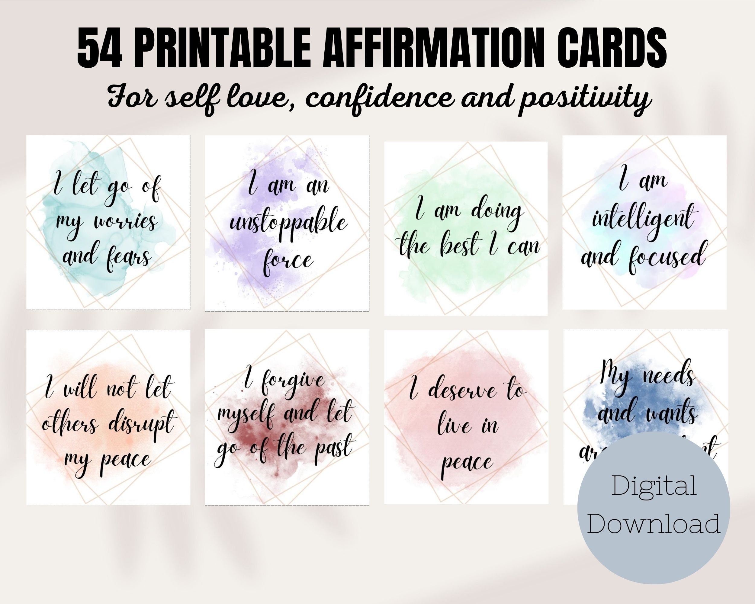 Positive Affirmation Card Deck, Vision Board Printable, Mental Health ...