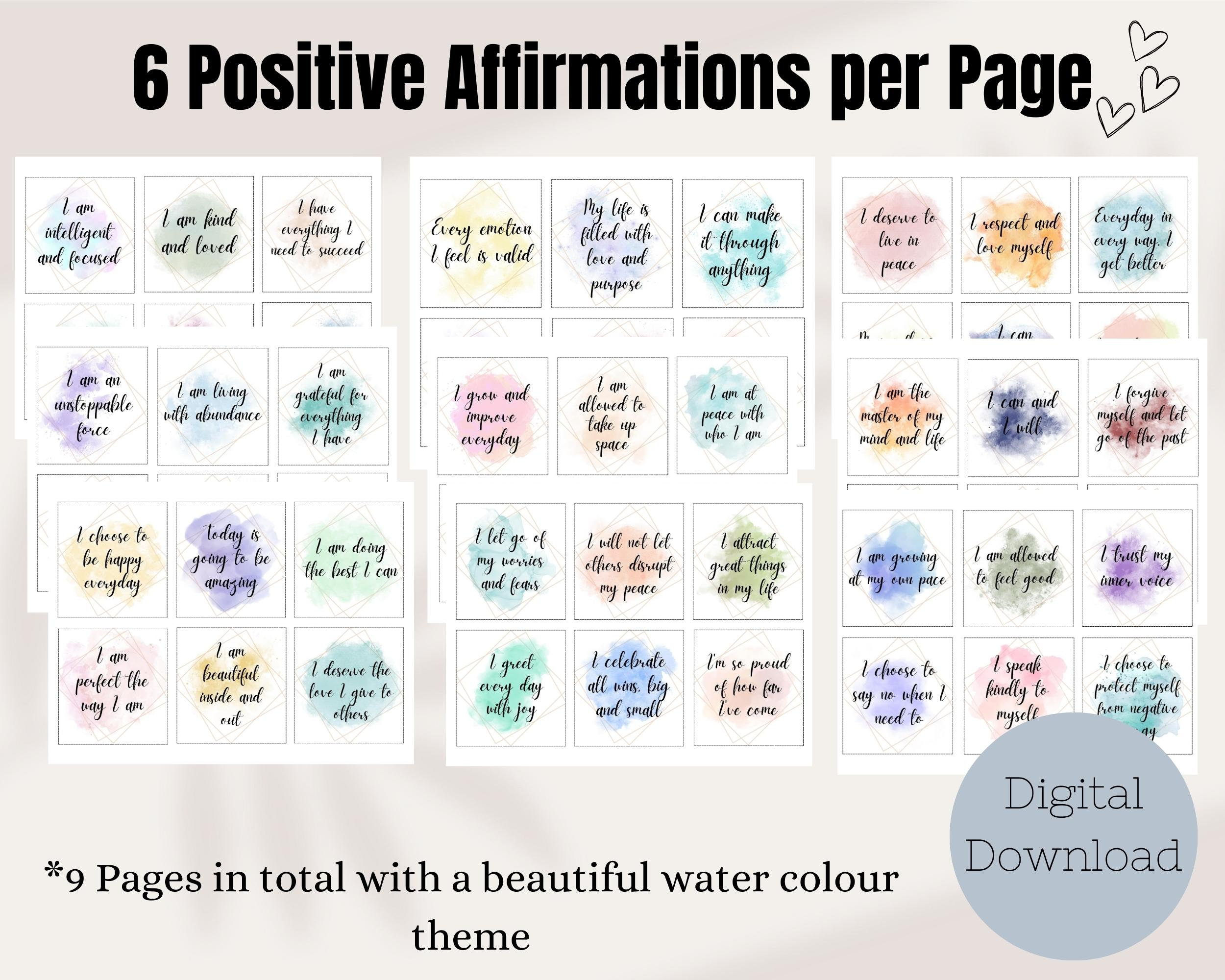 Positive Affirmation Card Deck, Vision Board Printable, Mental Health ...