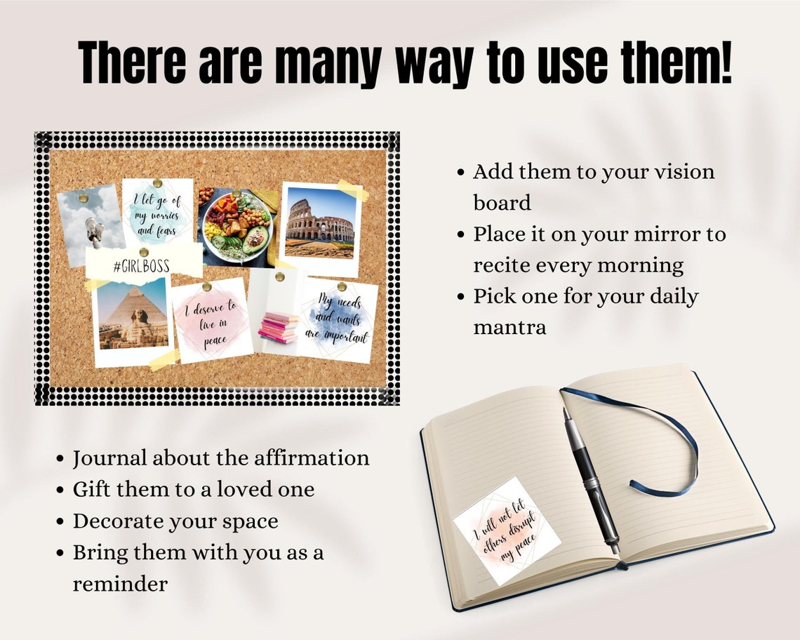 Positive Affirmation Card Deck, Vision Board Printable, Mental Health ...