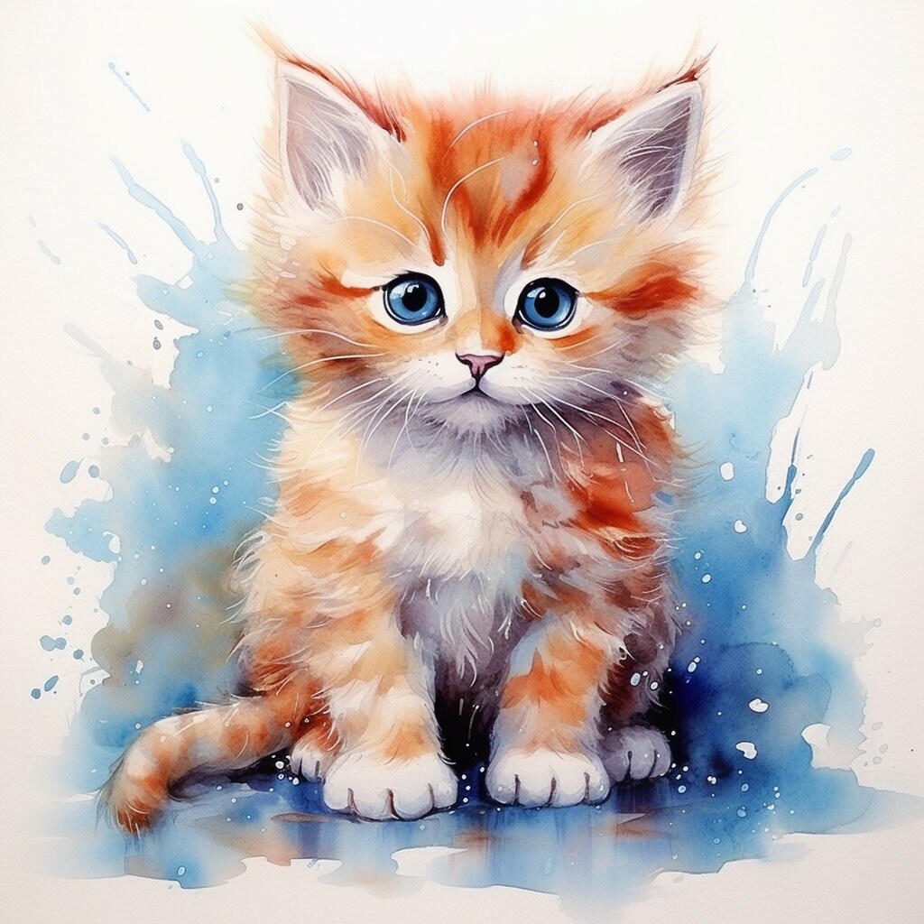 Cute Cat Clipart High Quality Wall Art Kitten Digital Paper - Etsy