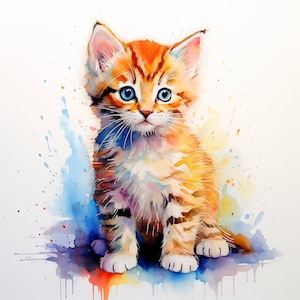 Cute Cat Clipart High Quality Wall Art Kitten Digital Paper - Etsy