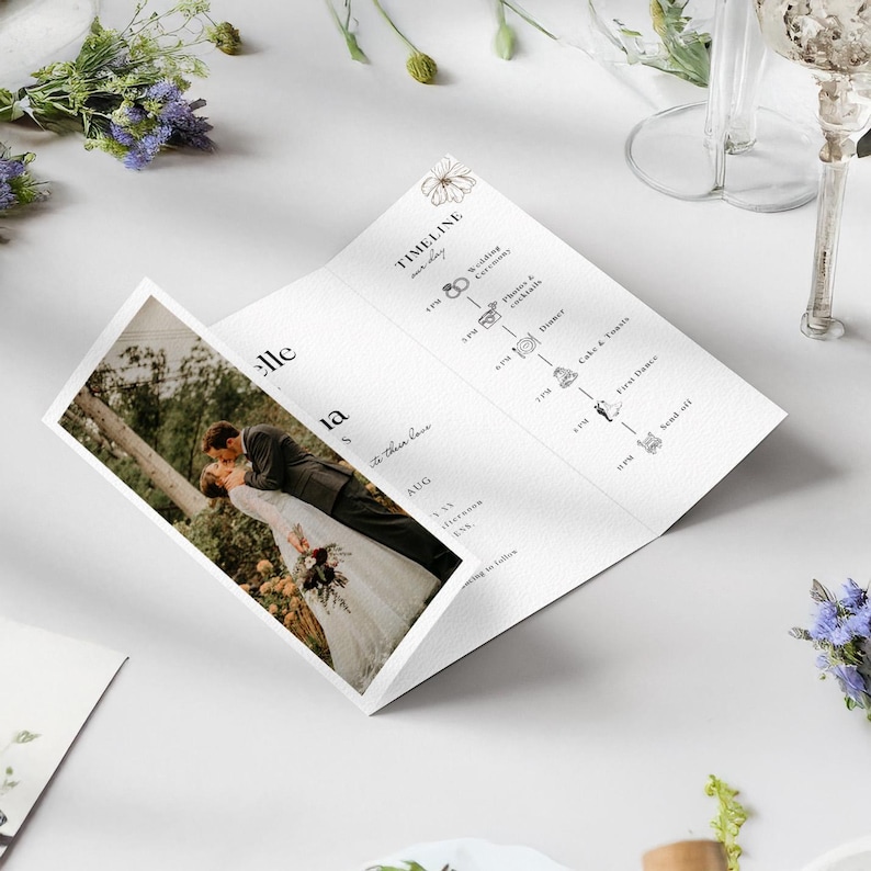 Gatefold Wedding Invite Template, Wedding Invite Minimalist Brown ...