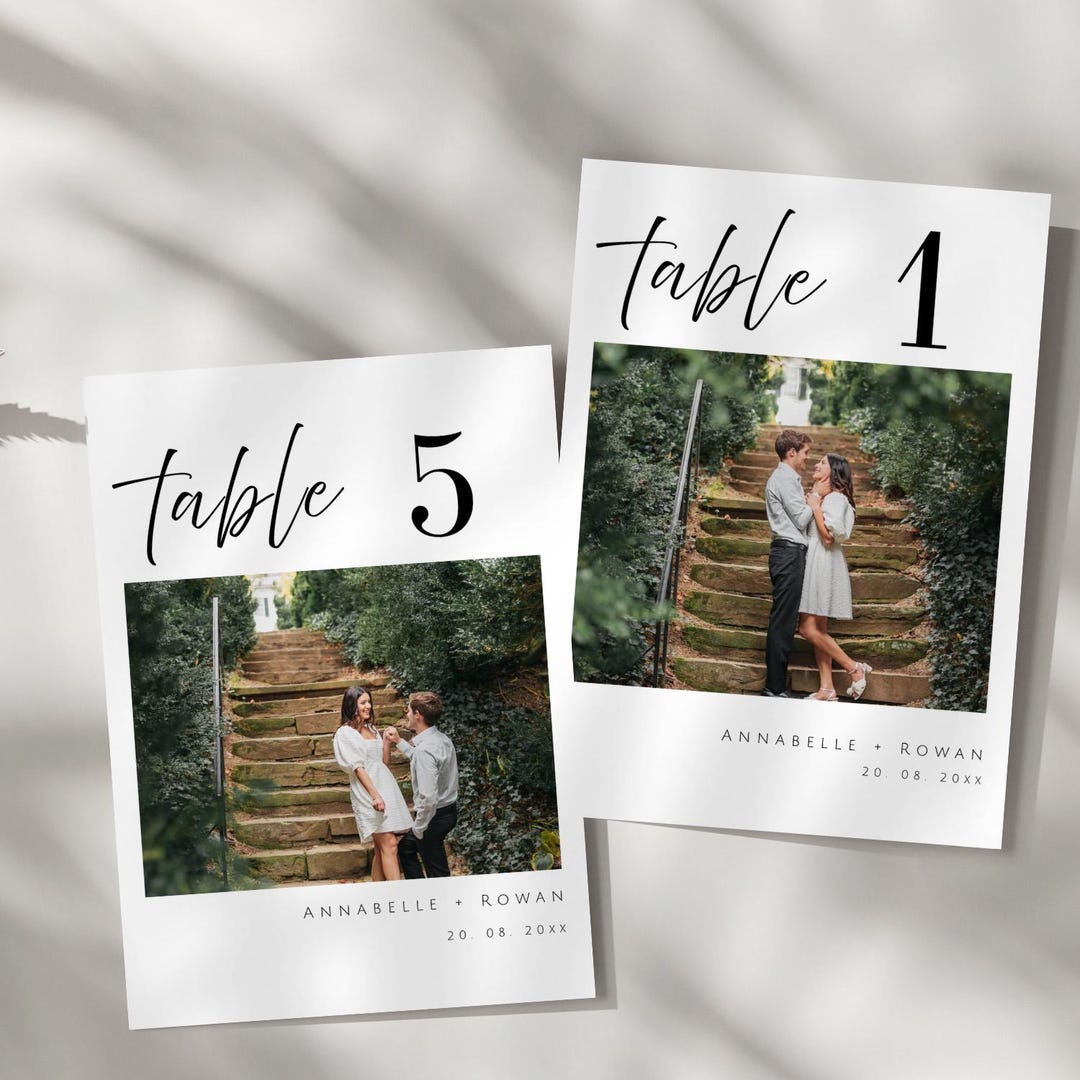 Wedding Photo Table Numbers, Reception Table Number, Digital Editable ...