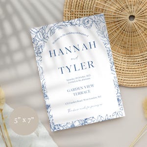 Blue and White Wedding Program Fans, Elegant Floral Ceremony Program ...
