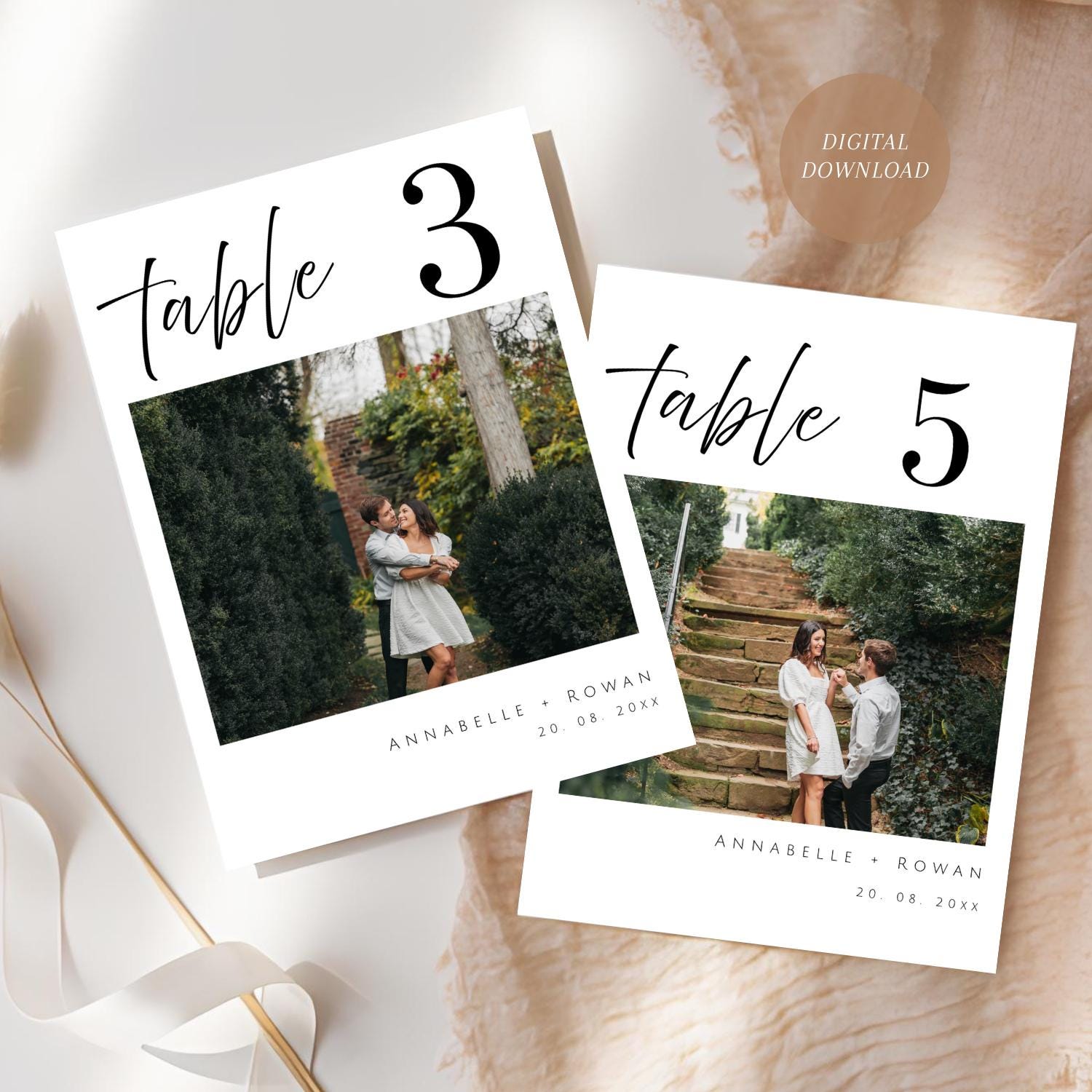 Wedding Photo Table Numbers, Reception Table Number, Digital Editable ...