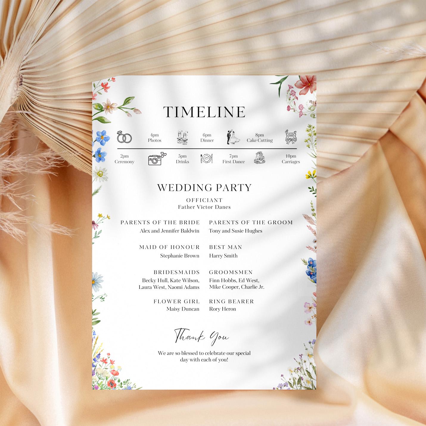 Wedding Program Fans Wildflower Design, Floral Ceremony Program ...