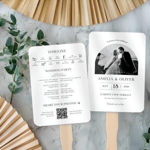 Wedding Fans Template, Minimal Editable in Canva, Wedding Program ...