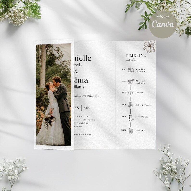 Gatefold Wedding Invite Template, Wedding Invite Minimalist Brown ...