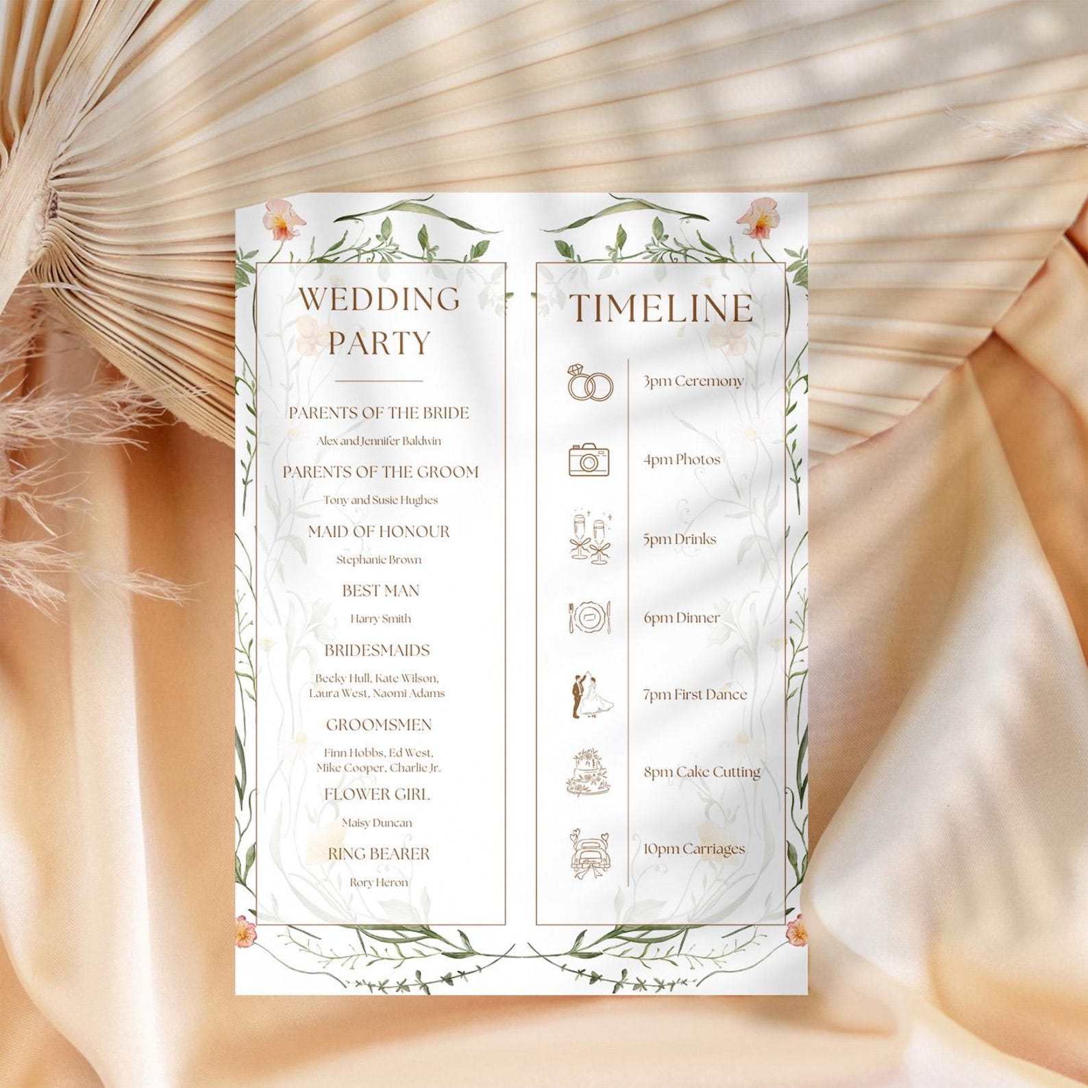 Elegant Floral Wedding Fans Template, Editable in Canva, Wedding ...