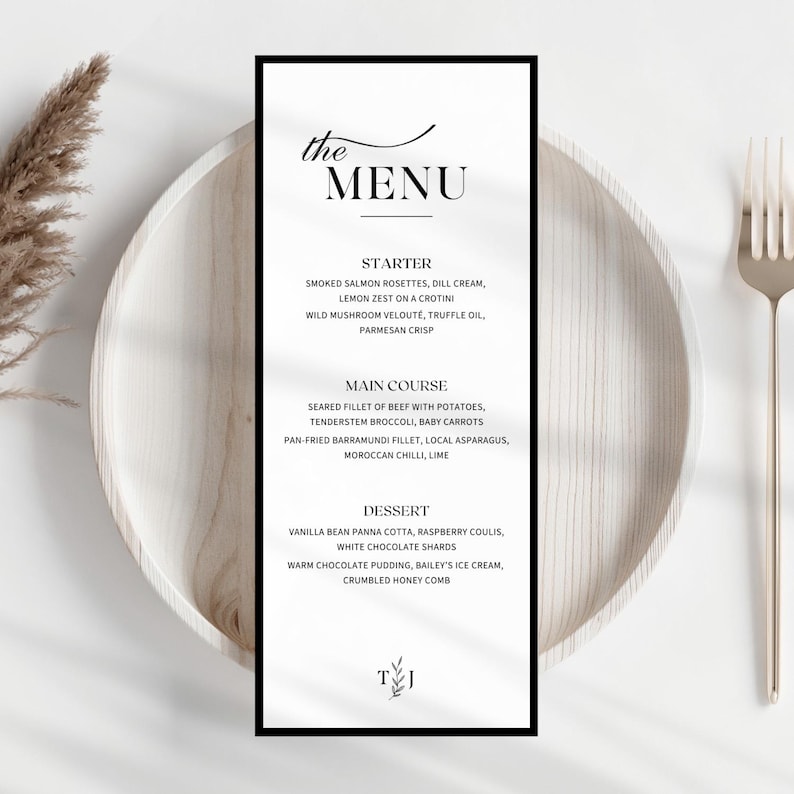 Wedding Menu Thank You Note Template, Modern, Elegant Menu Thank You ...