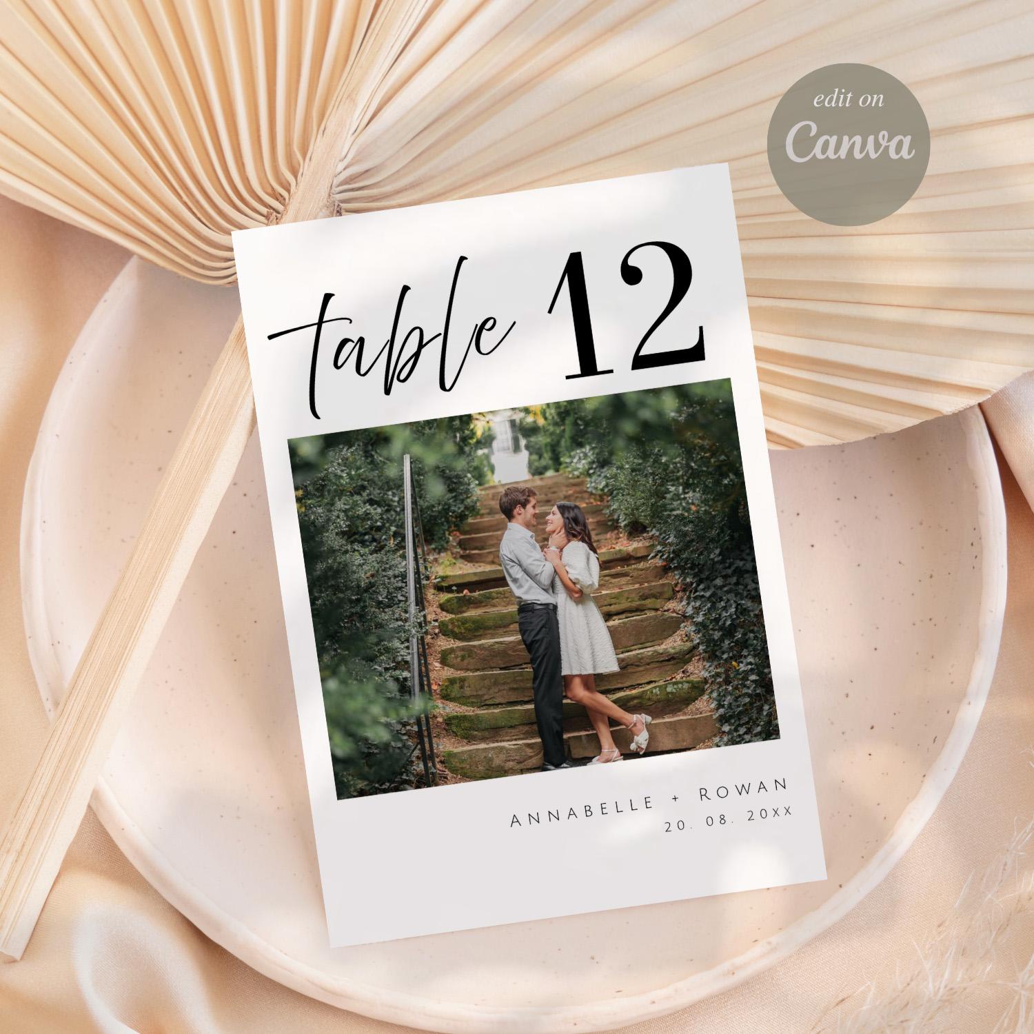 Wedding Photo Table Numbers, Reception Table Number, Digital Editable ...