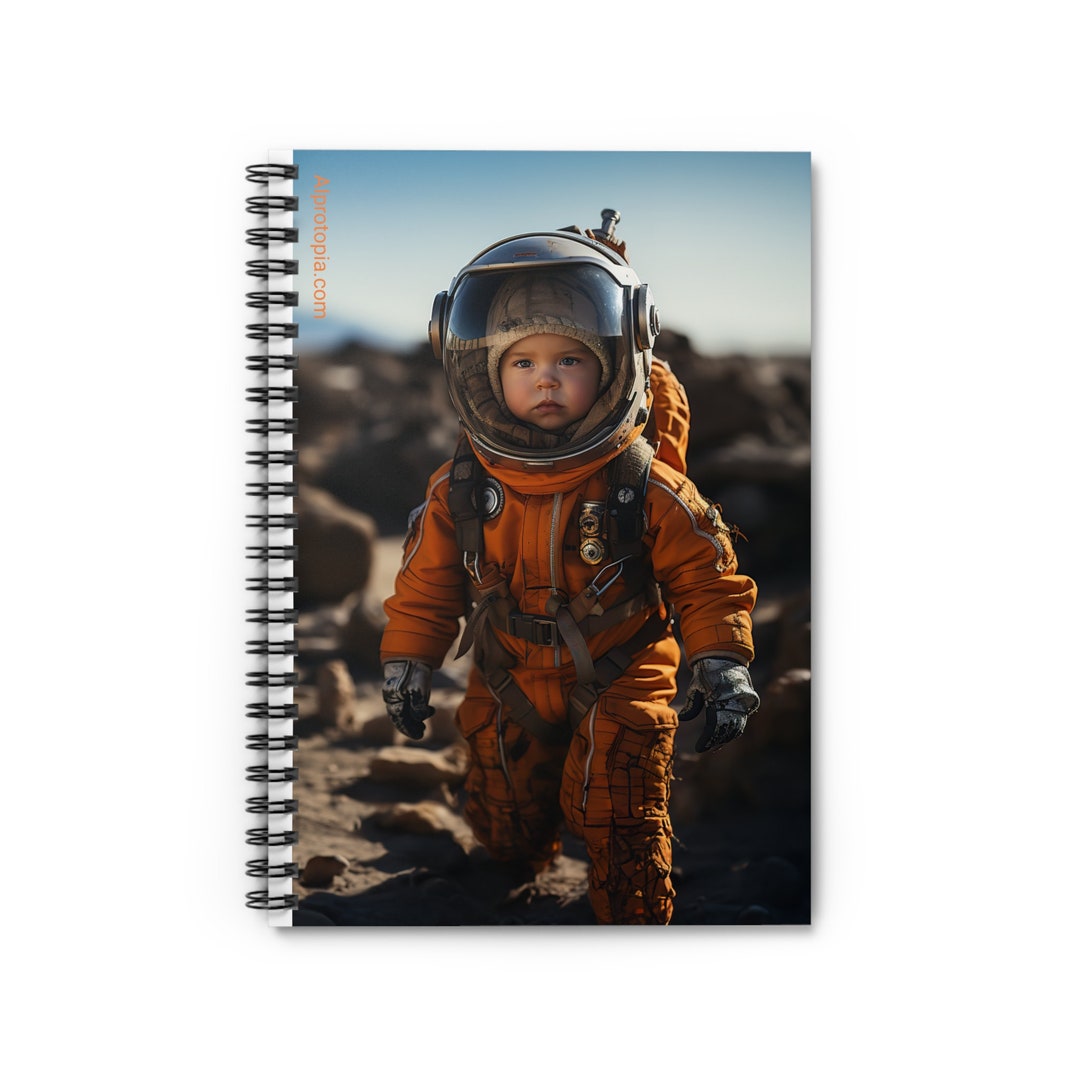 Spiral Notebook - Ruled Line. Baby on Mars. Mars. AI Notebook. - Etsy