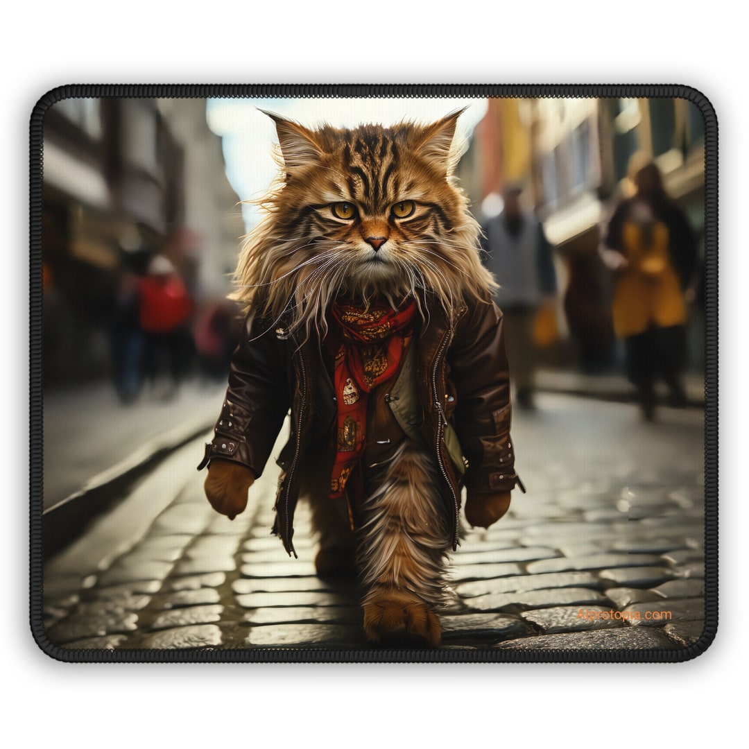Gaming Mouse Pad. Hippy Cat. Cats. AI Art. - Etsy