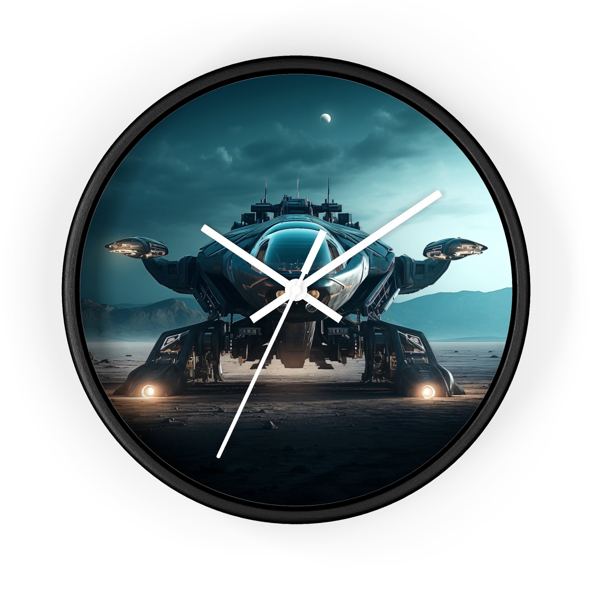 Starship Wall Clock. AI Art. Space. Starship. Alien World. Sci-fi. - Etsy