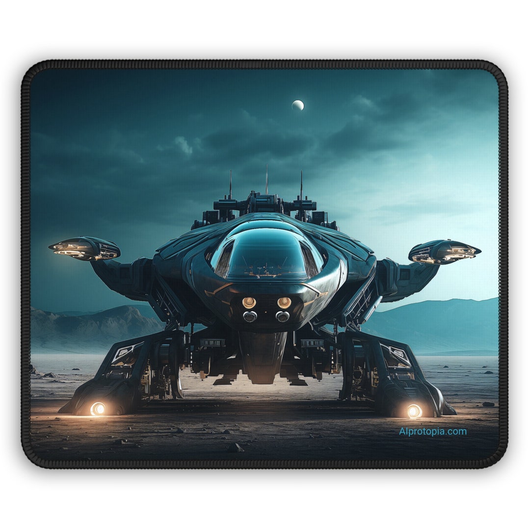Starship on Alien World Mouse Pad. Space. Sci-fi. Spaceships. AI Art ...