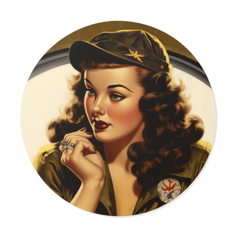 2 X 2 Round Vinyl Stickers. WW2 Pinup Girl Barbara. WW2. Pinups. Laptop ...