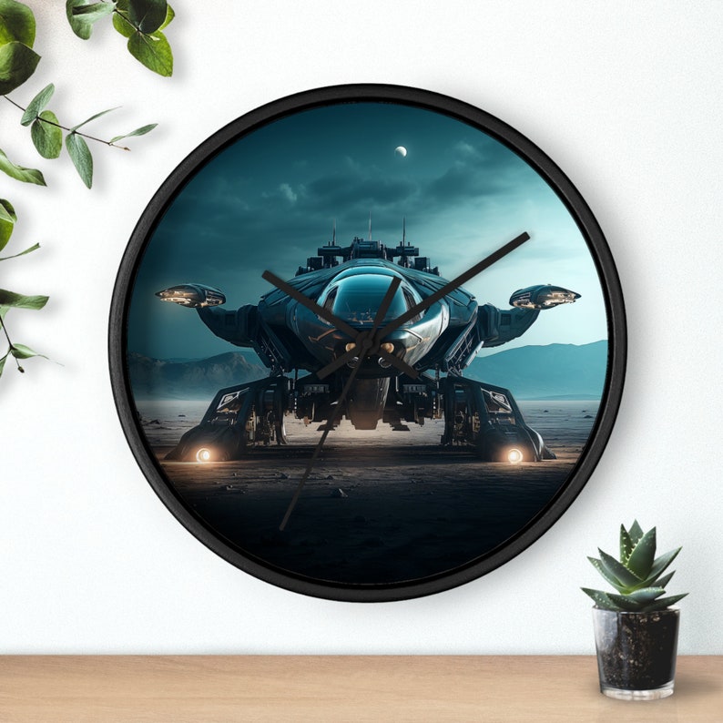 Starship Wall Clock. AI Art. Space. Starship. Alien World. Sci-fi. - Etsy