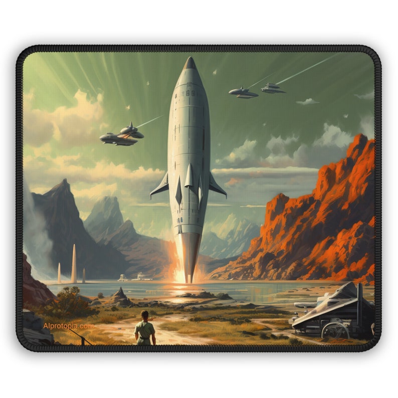 Gaming Mouse Pad. 1950's Pulp Sci-fi Rocketship. AI. AI Art. - Etsy