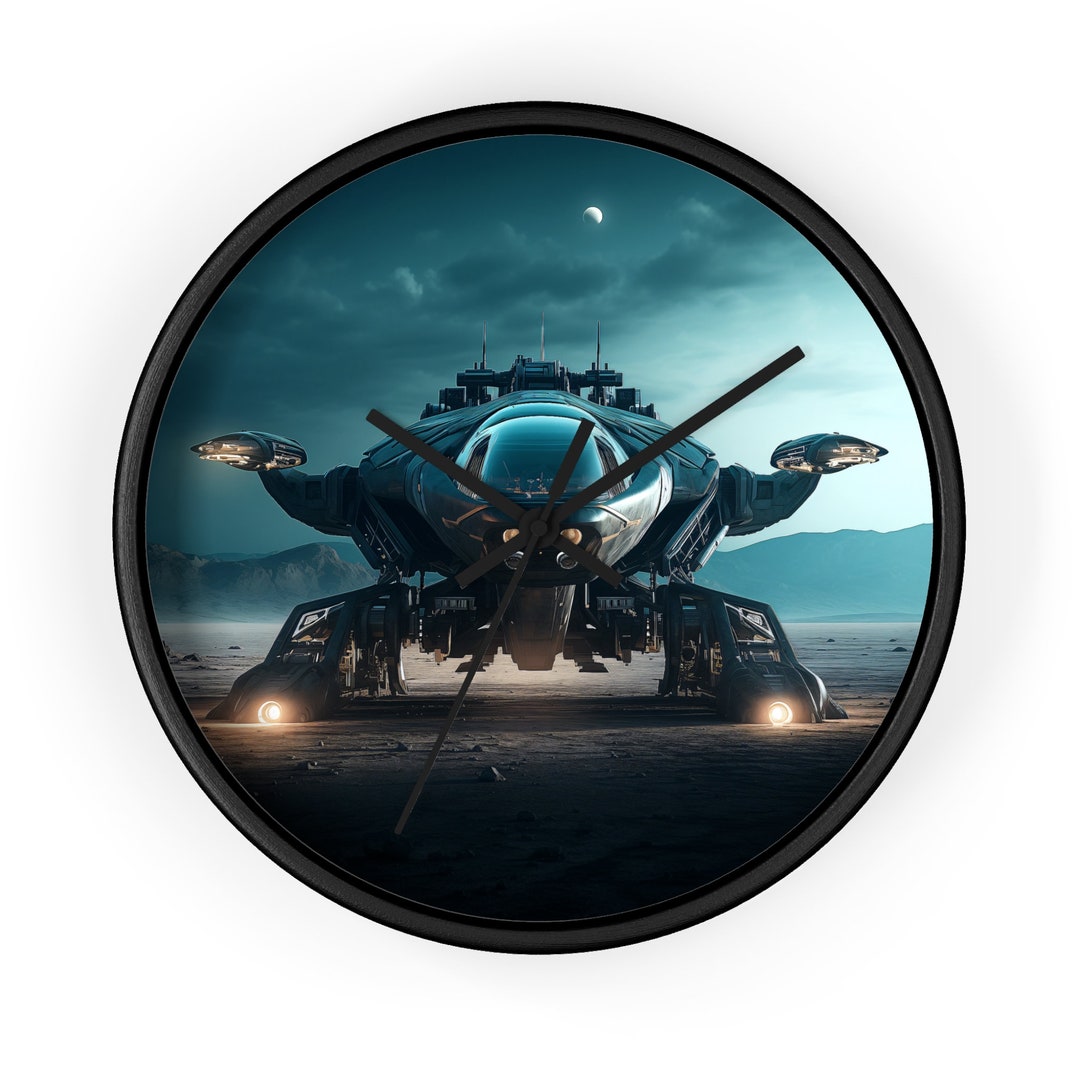 Starship Wall Clock. AI Art. Space. Starship. Alien World. Sci-fi. - Etsy