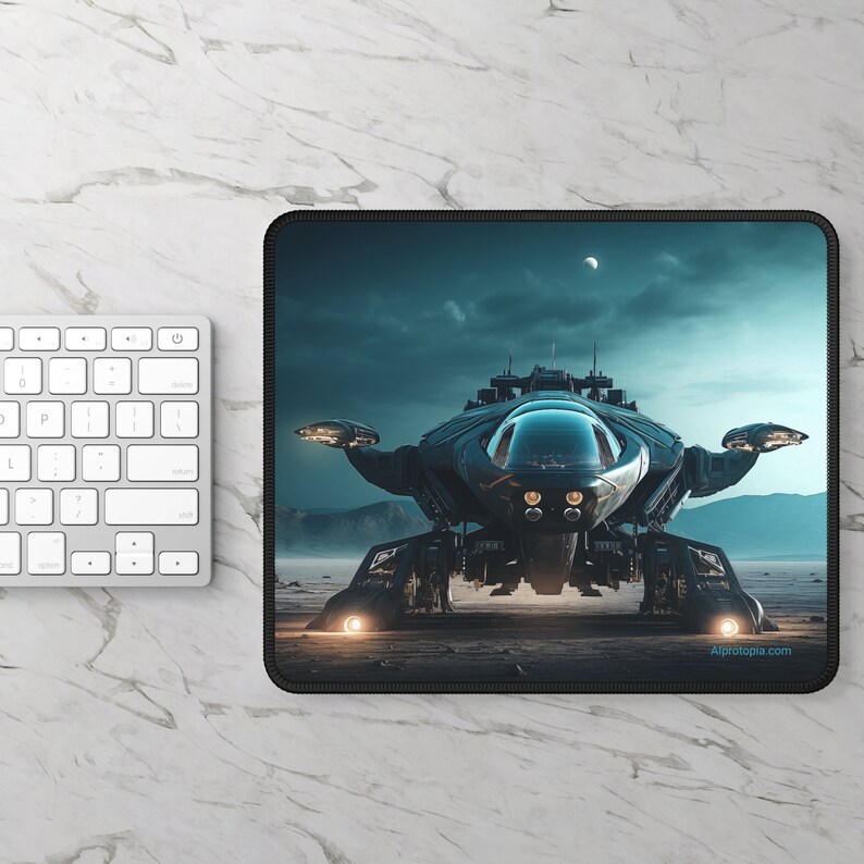 Starship on Alien World Mouse Pad. Space. Sci-fi. Spaceships. AI Art ...
