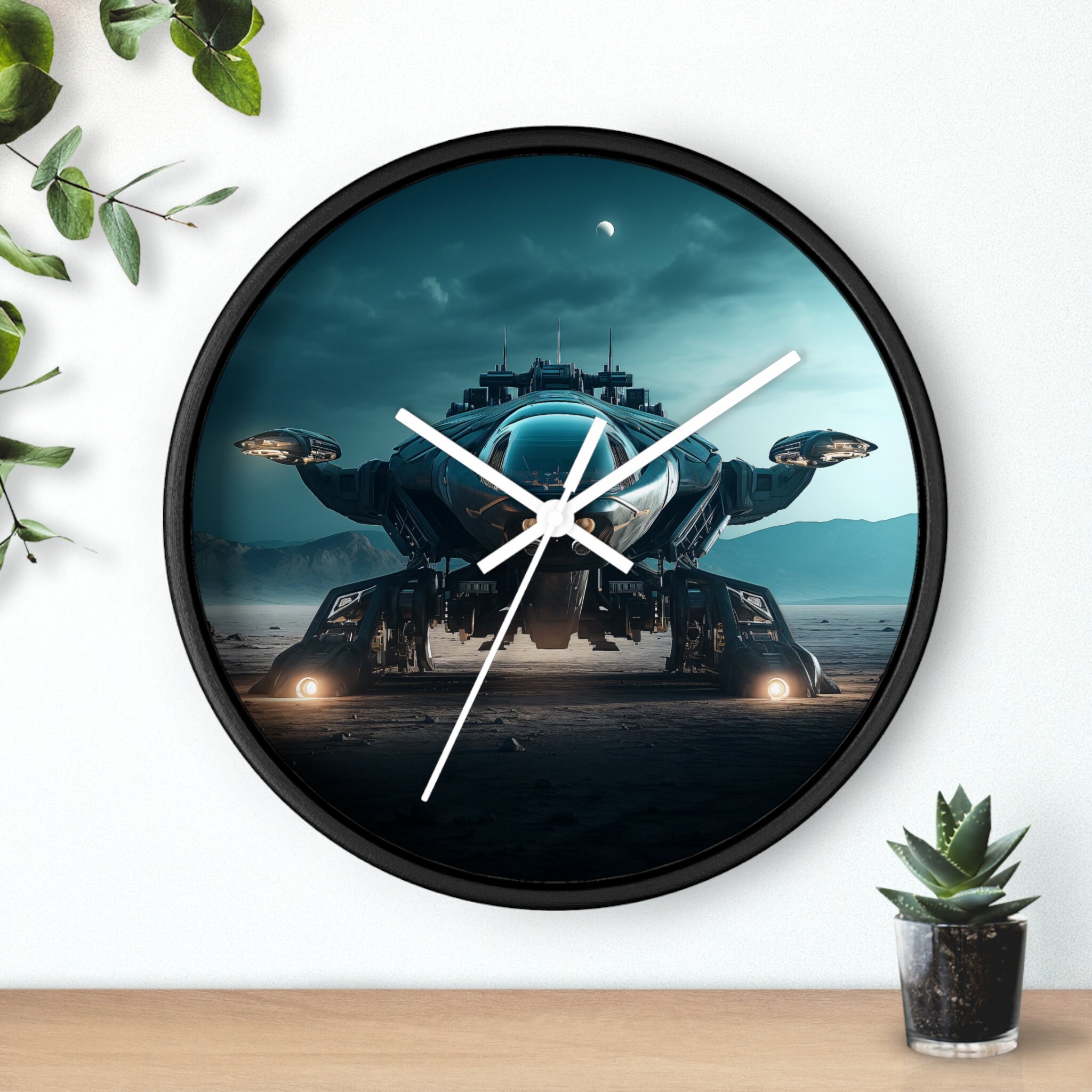 Starship Wall Clock. AI Art. Space. Starship. Alien World. Sci-fi. - Etsy