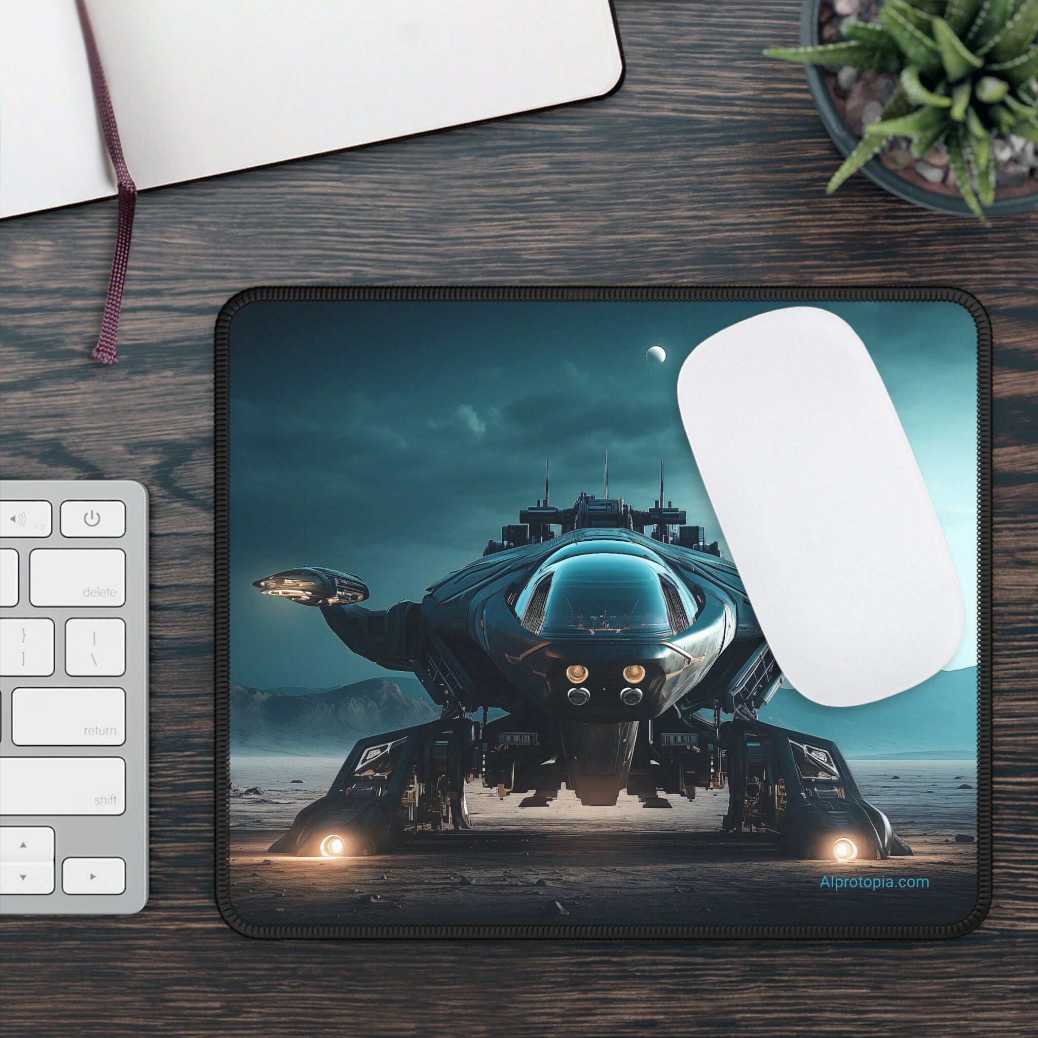 Starship on Alien World Mouse Pad. Space. Sci-fi. Spaceships. AI Art ...