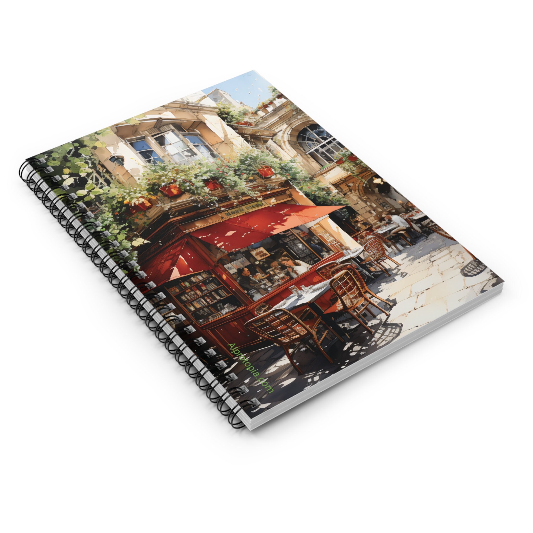 Spiral Notebook - Ruled Line. Italian Cafe. Italy. AI Art. Coffee. Cafe ...