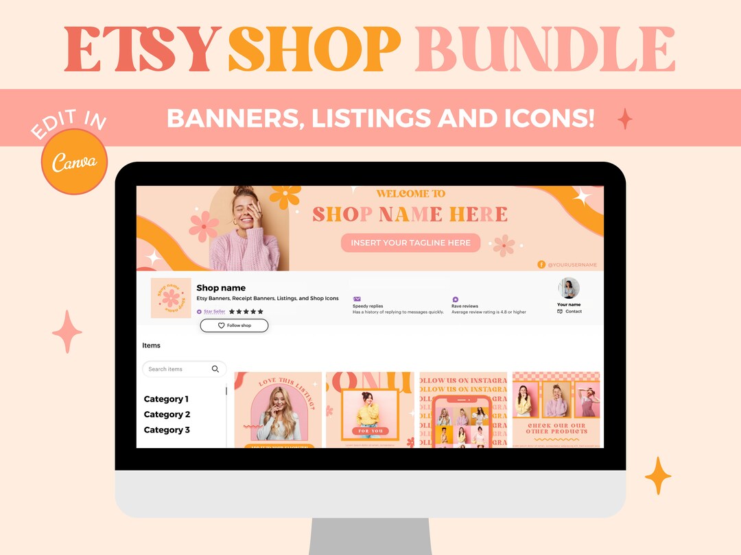 Etsy Shop Kit Canva Etsy Branding Kit Etsy Shop Bundle - Etsy