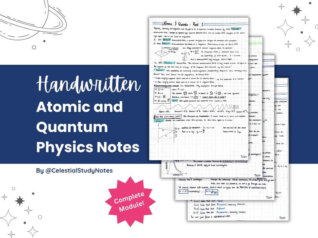 Quantum Physics Notes | University Physics Notes - Etsy