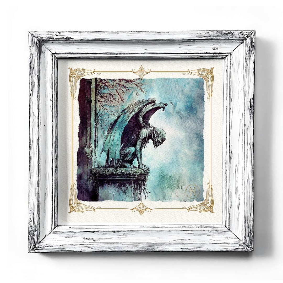 The Grave Keeper – Brooding Gargoyle - Illustration for Gothic Walls ...