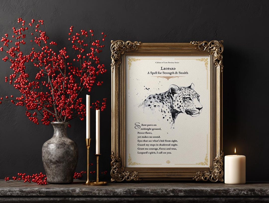 Leopard | Spell for Strength & Stealth | Gothic Animal Printable | Dark ...