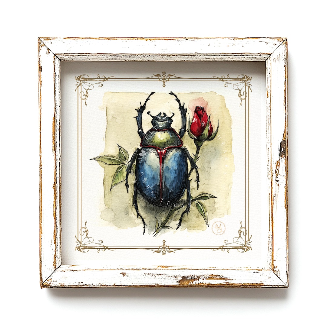 Rose Beetle - Gothic Insect Art - Dark Nature Printable - Witchy Wall ...