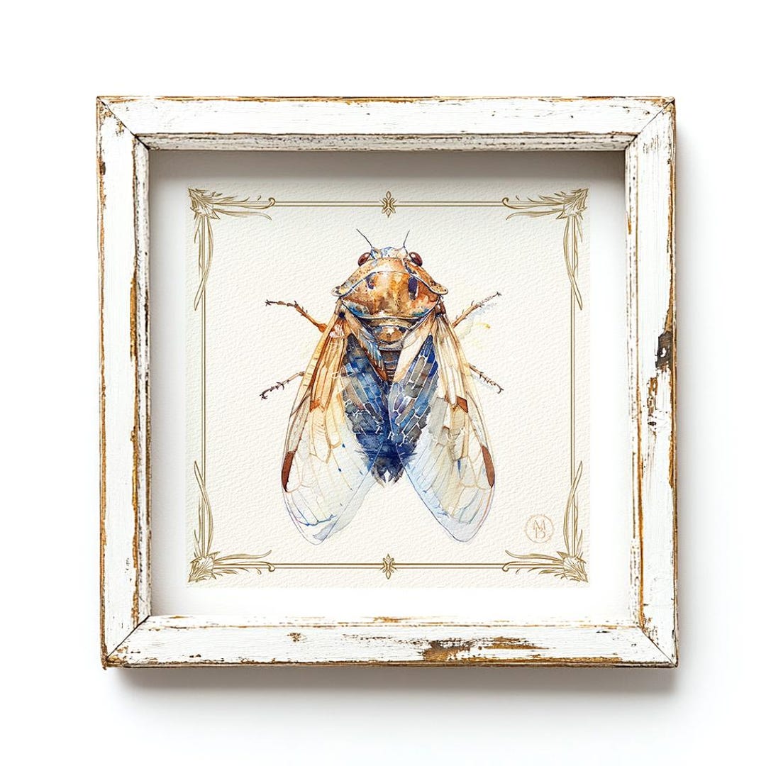 Cicada Art Print – Art Nouveau Design - Axe-head Insect Art Print ...