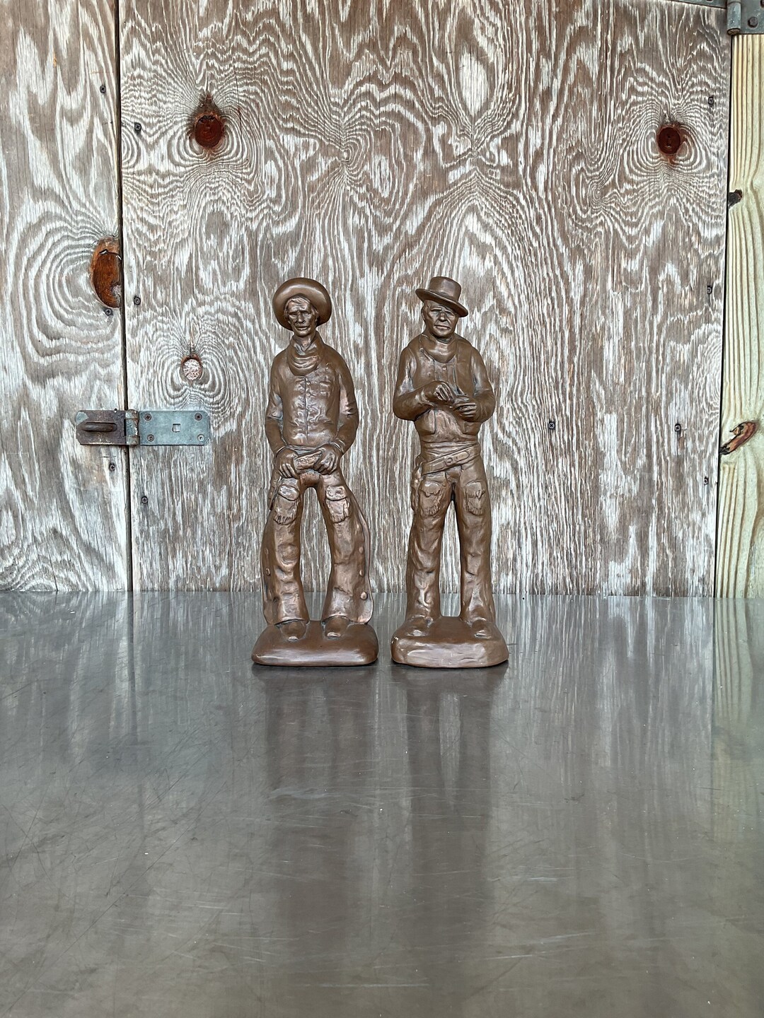 Vintage Boho Plaster Cowboy Figures After Remington - Pair - Etsy