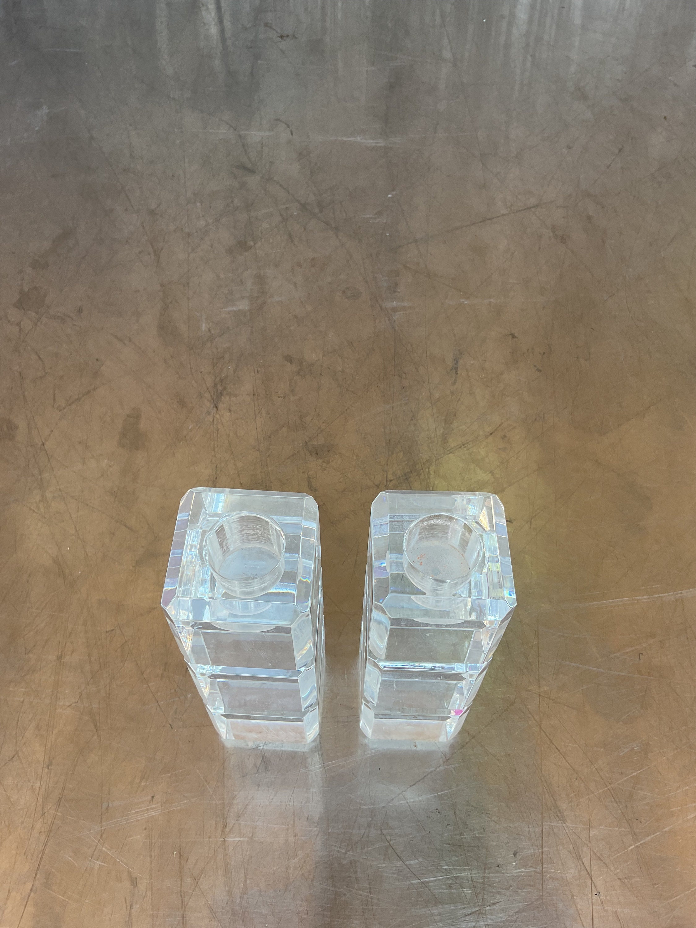 Vintage Lucite Cubist Candle Holders Pair - Etsy