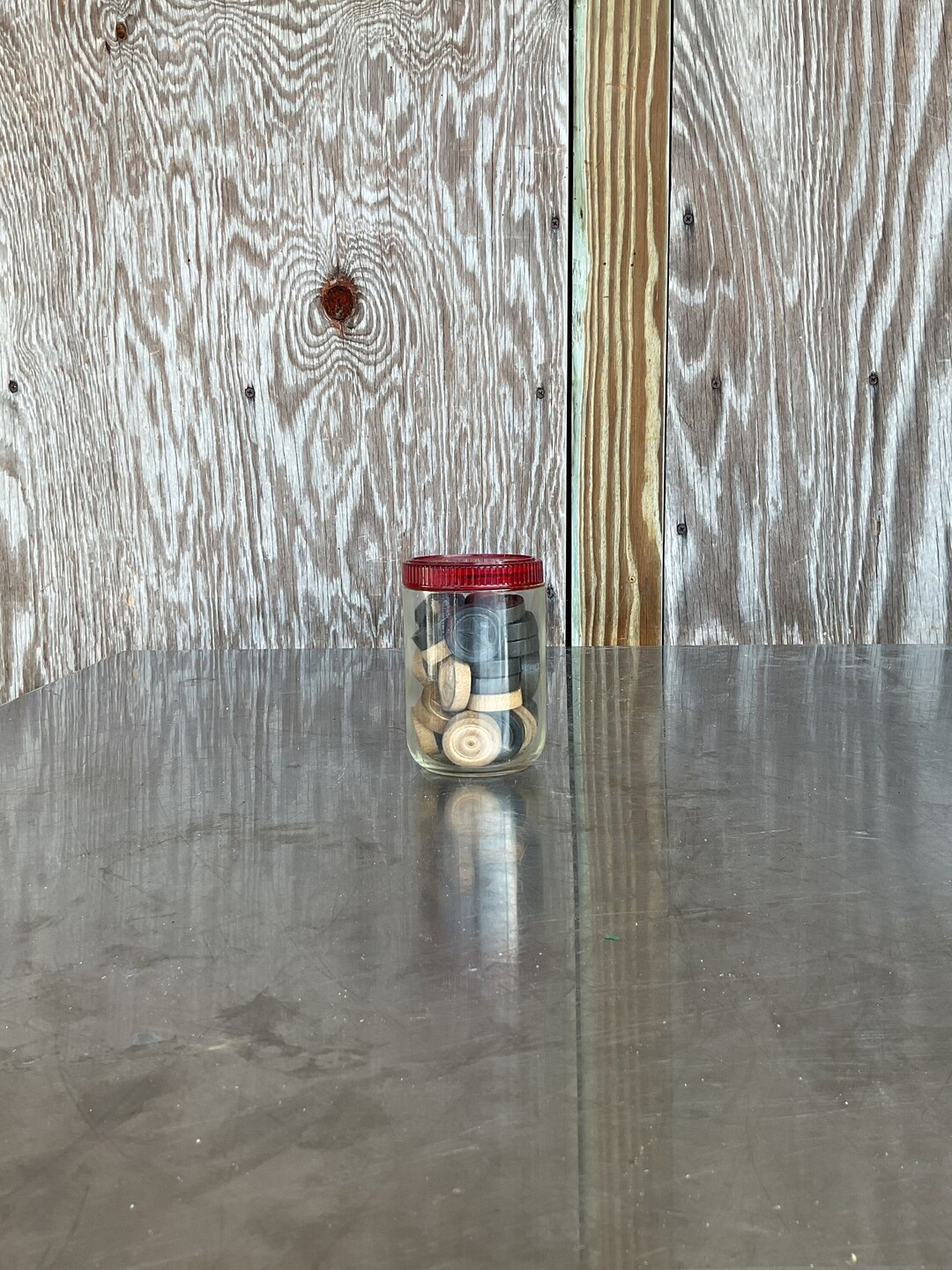 Vintage Wooden Checker Set ( Pieces and Jar ) - Etsy