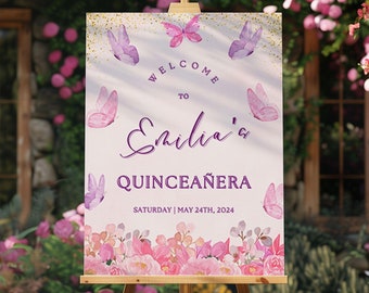 Custom Quinceañera Welcome Sign, Personalized Mis Quince Años Photo ...