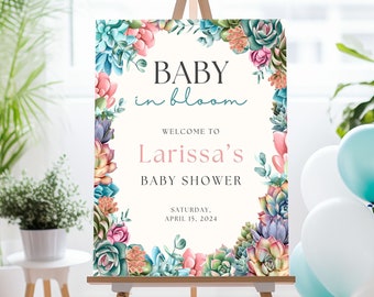 Baby Shower Sign Baby in Bloom Succulent Welcome Directional Parking ...