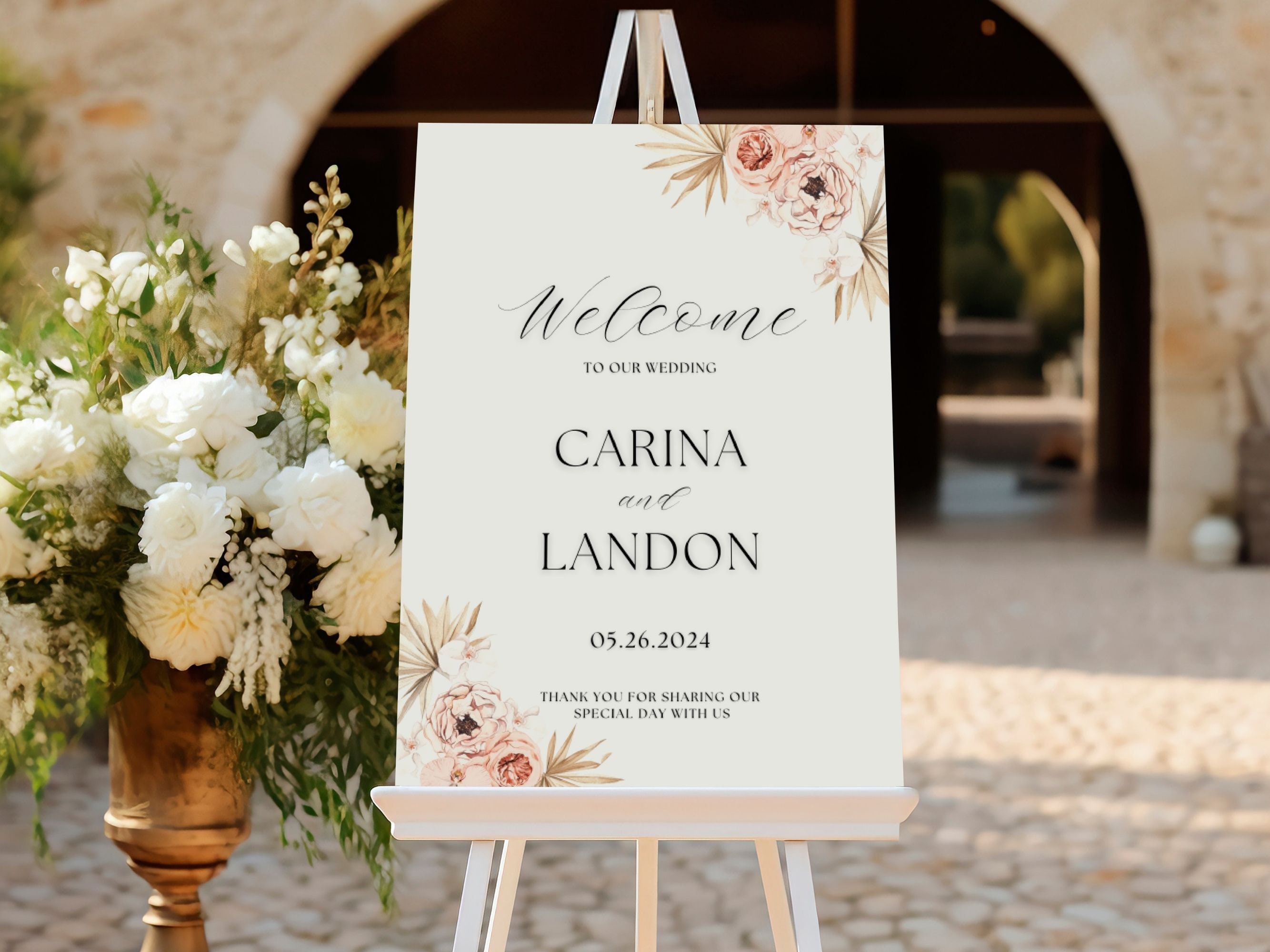 Personalized Acrylic Wedding Sign, Custom Wedding Entrance Sign, Boho ...