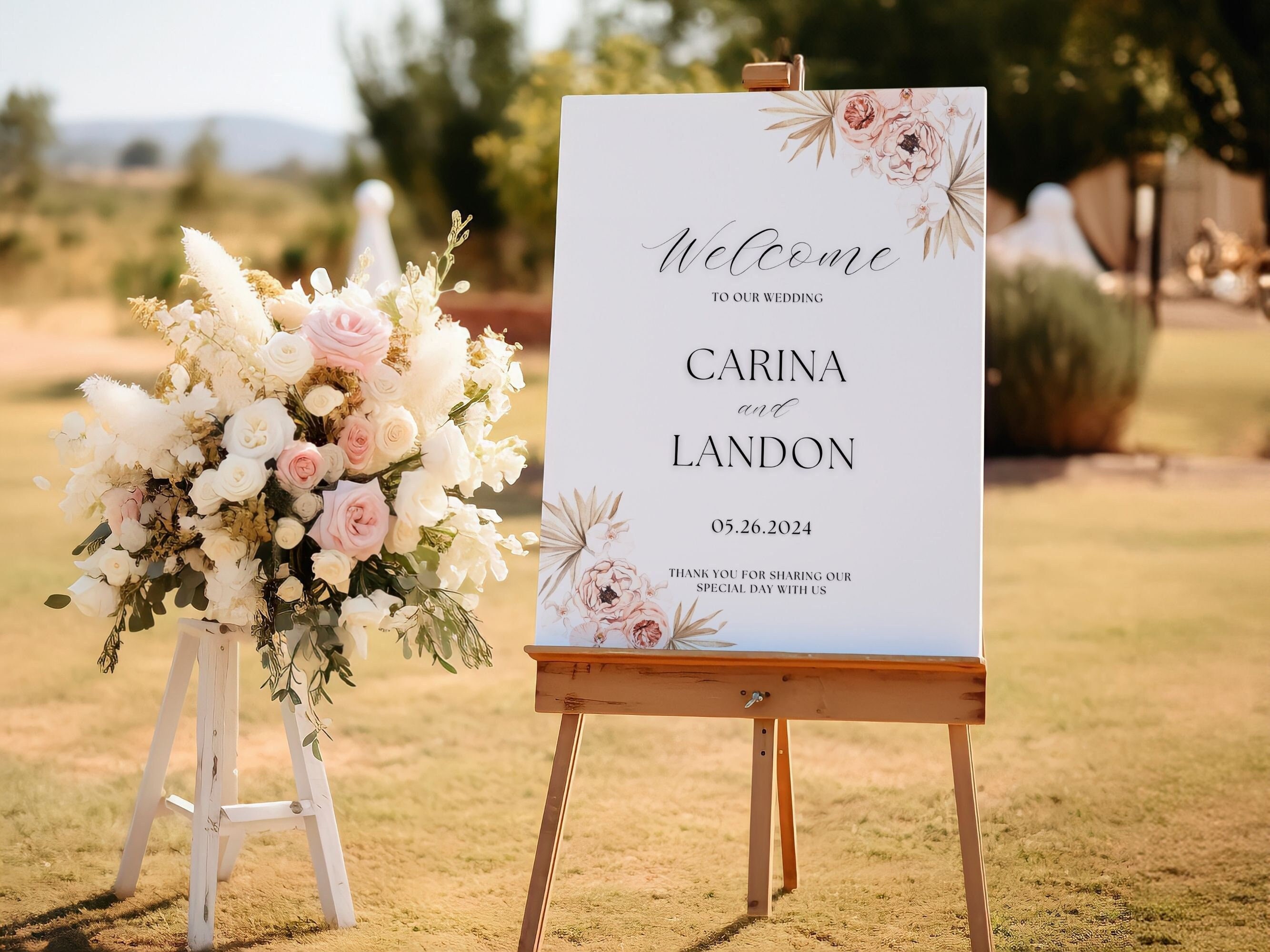 Personalized Acrylic Wedding Sign, Custom Wedding Entrance Sign, Boho ...