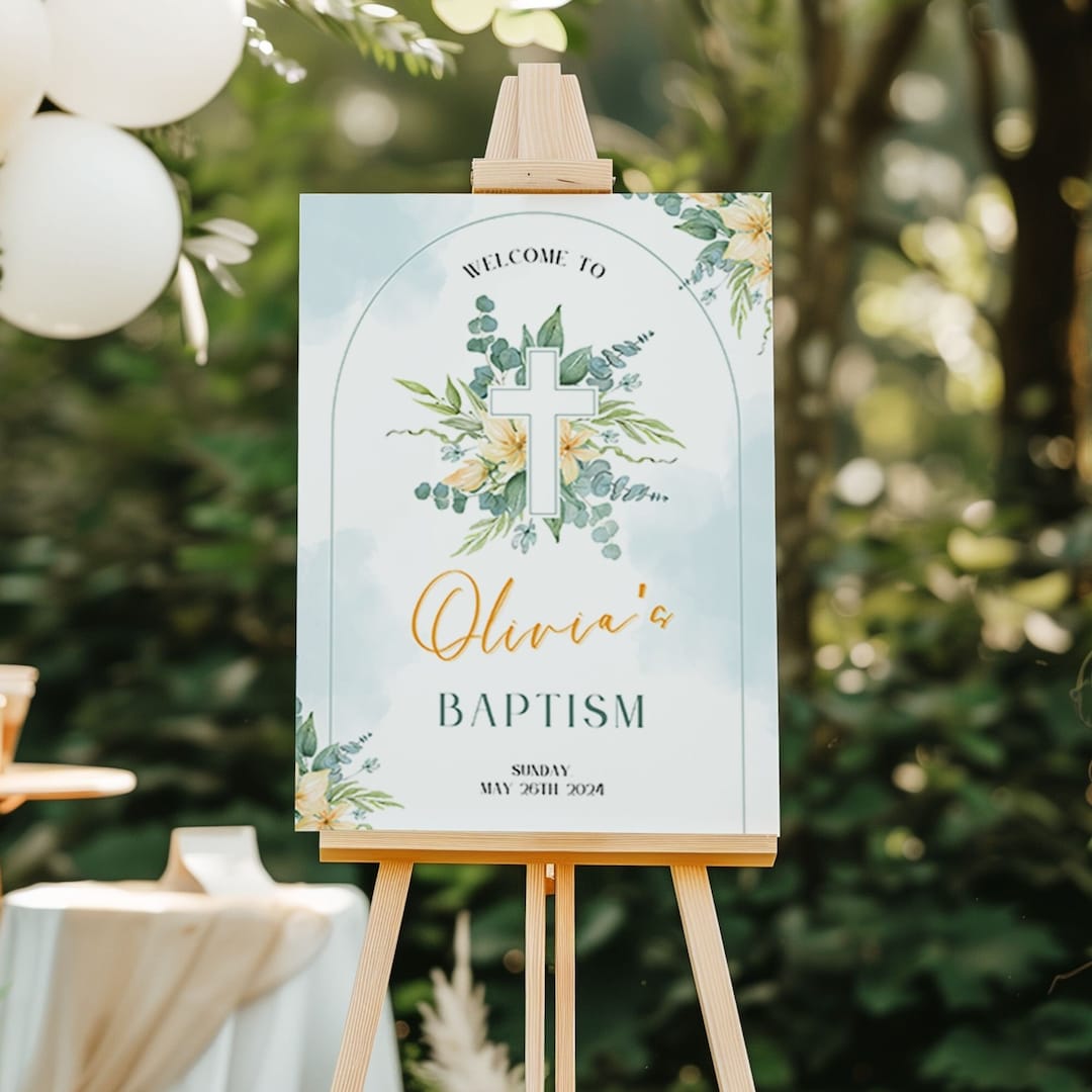 Religious Baptism Welcome Sign, Custom Acrylic Welcome Easel Sign for ...