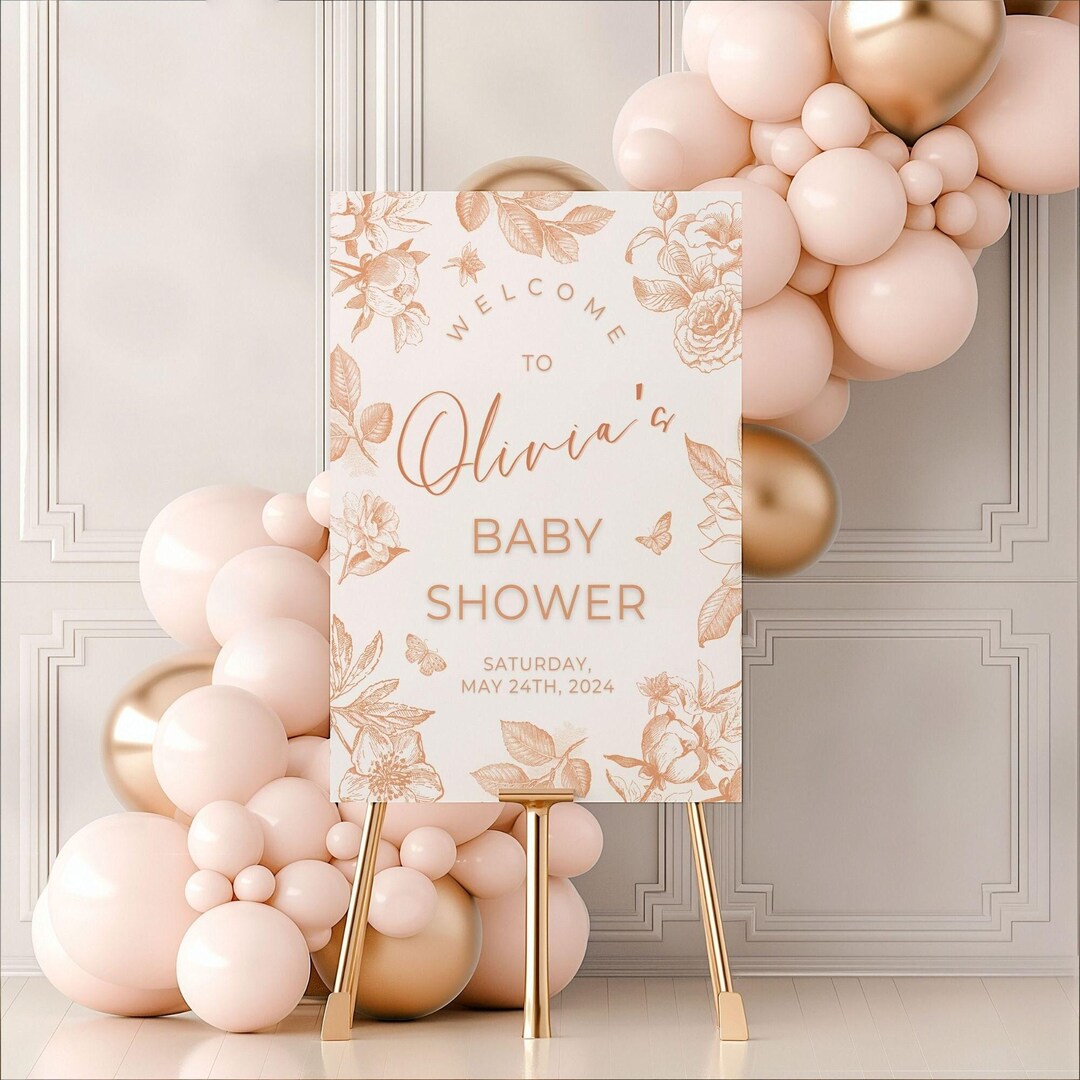 Peach Vintage Acrylic Baby Shower Sign, Custom Foam Board Baby Shower ...