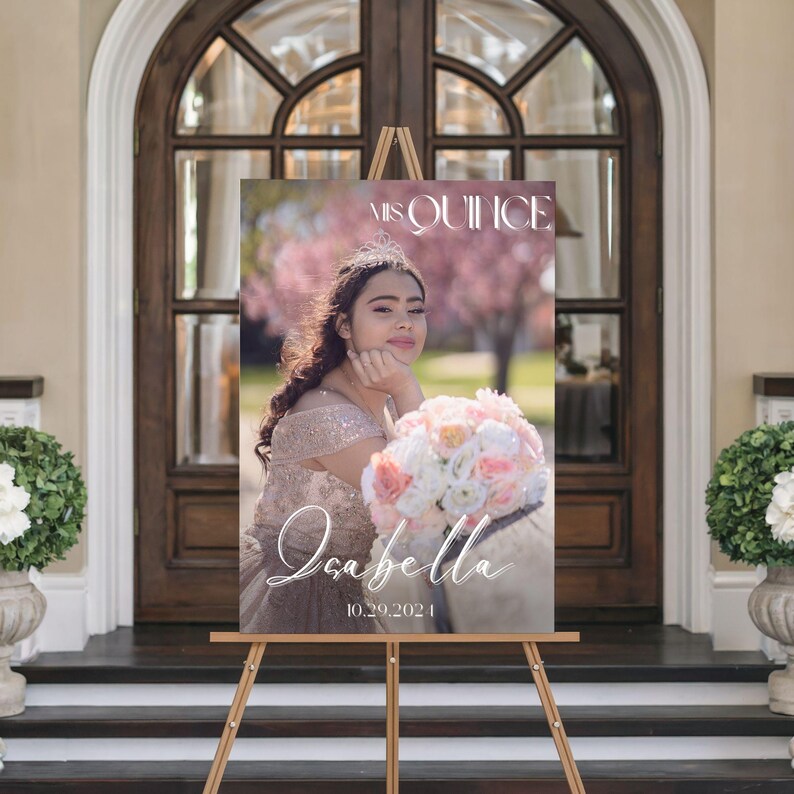 Custom Photo Quinceañera Welcome Sign, Personalized Mis Quince Años ...