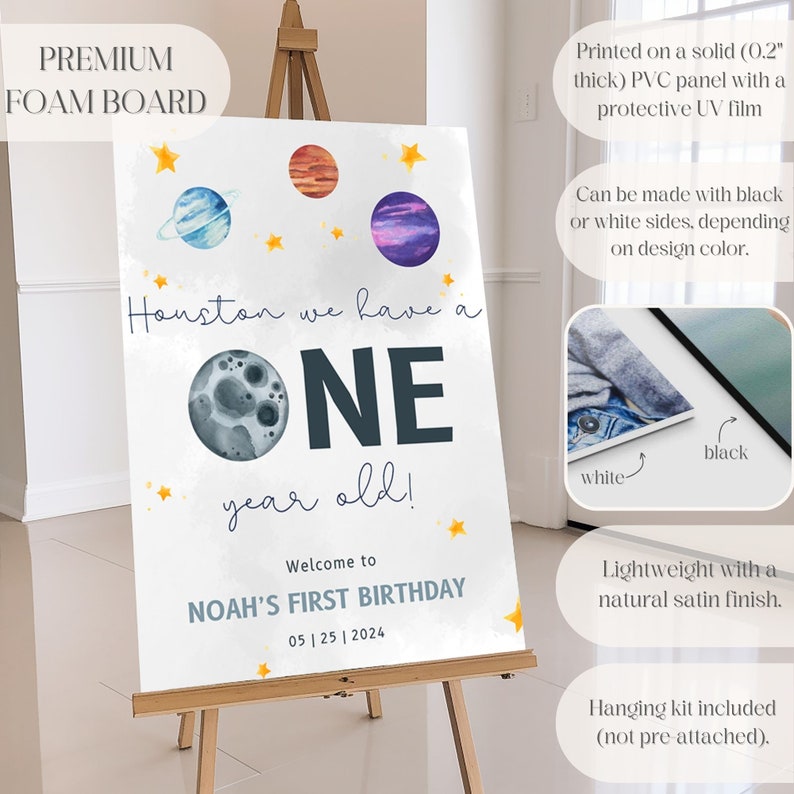 First Birthday Acrylic Welcome Sign, Foam Board 1st Birthday Sign ...