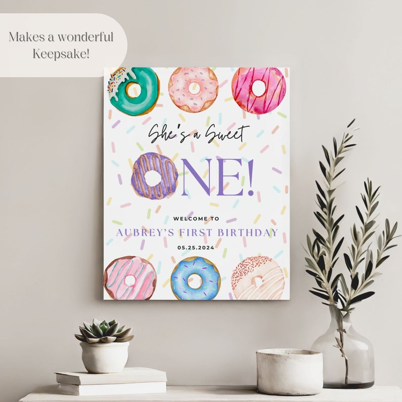 Sweet One First Birthday Acrylic Welcome Sign, Foam Board 1st Birthday ...