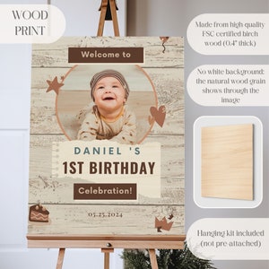 First Birthday Photo Welcome Sign, Custom Photo 1st Birthday Sign, Baby ...