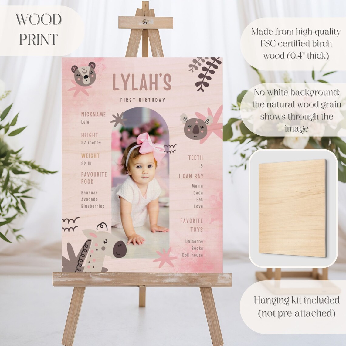 First Birthday Photo Welcome Sign, Custom Photo 1st Birthday Sign, Baby ...