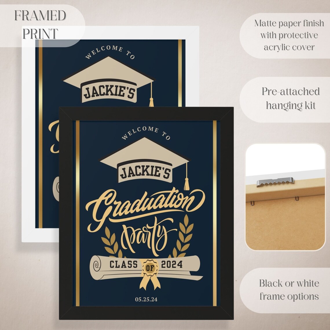 Acrylic Graduation Party Welcome Sign, Class of 2024 Graduation Poster ...